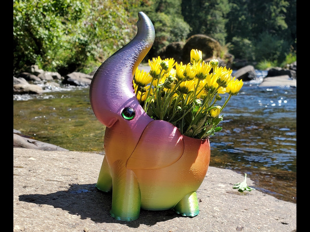 Darling Elephant Plant Pot With Brilliant Glass Eyes // Base Color or ...