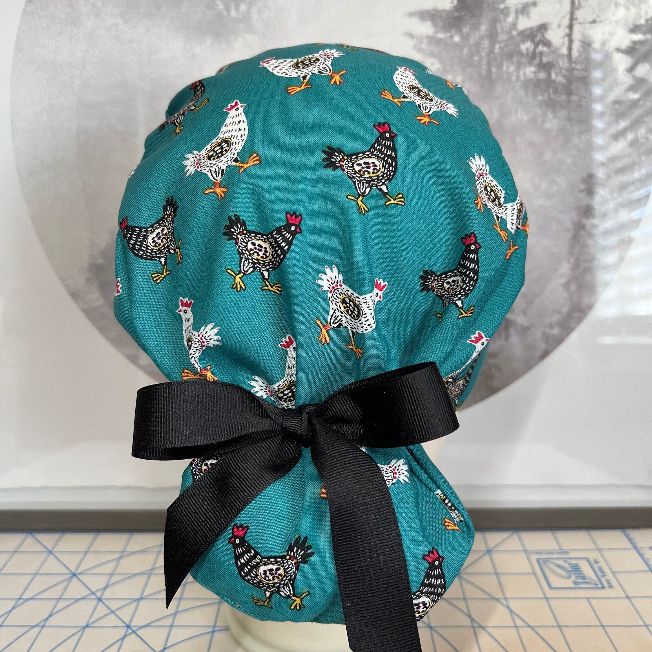 Chicken Scrub Cap, Ponytail Scrub Cap, Scrub Cap Animal Print, Scrub ...