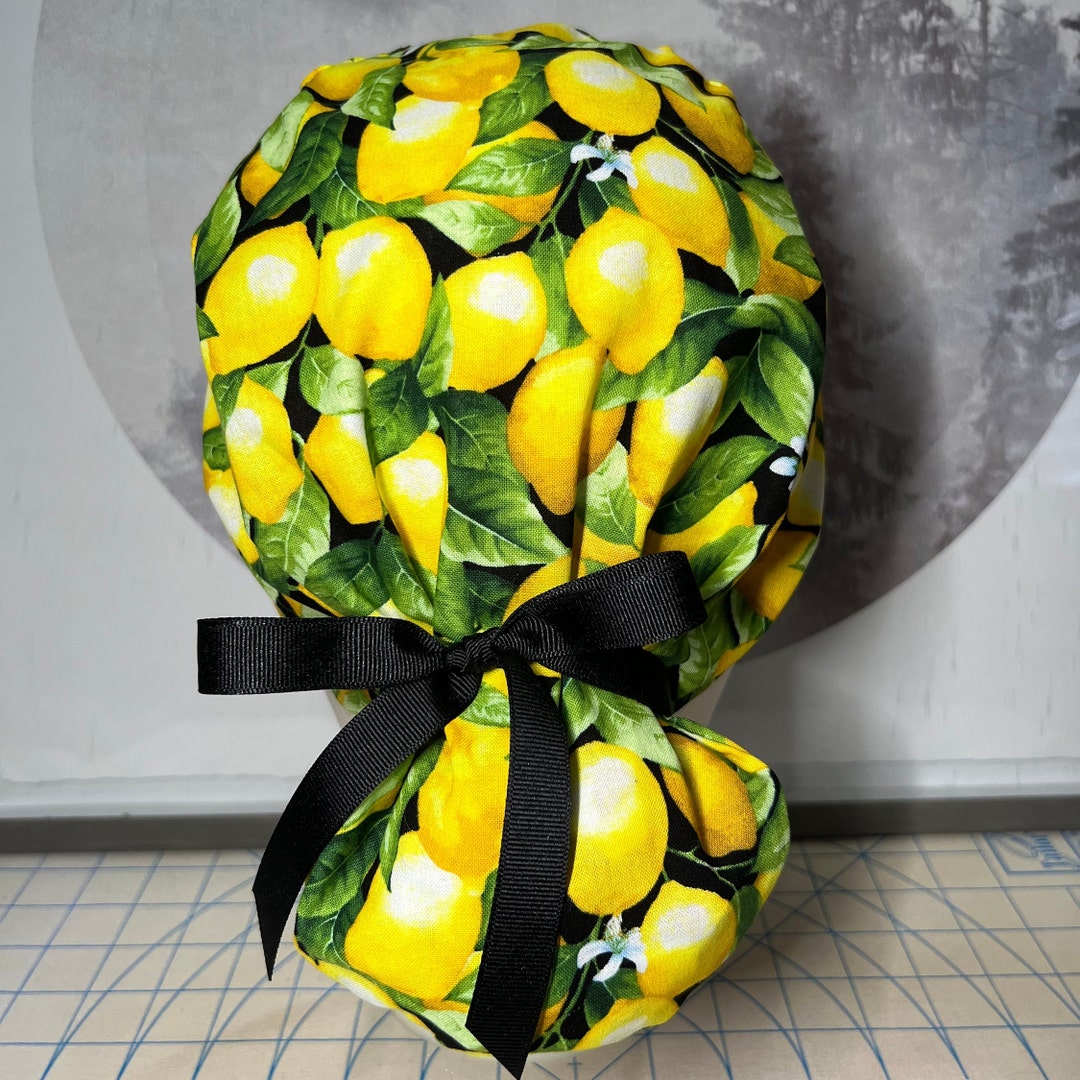 Limoncello Scrub Cap, Lemon Scrub Cap, Ponytail Scrub Cap, Scrub Cap ...