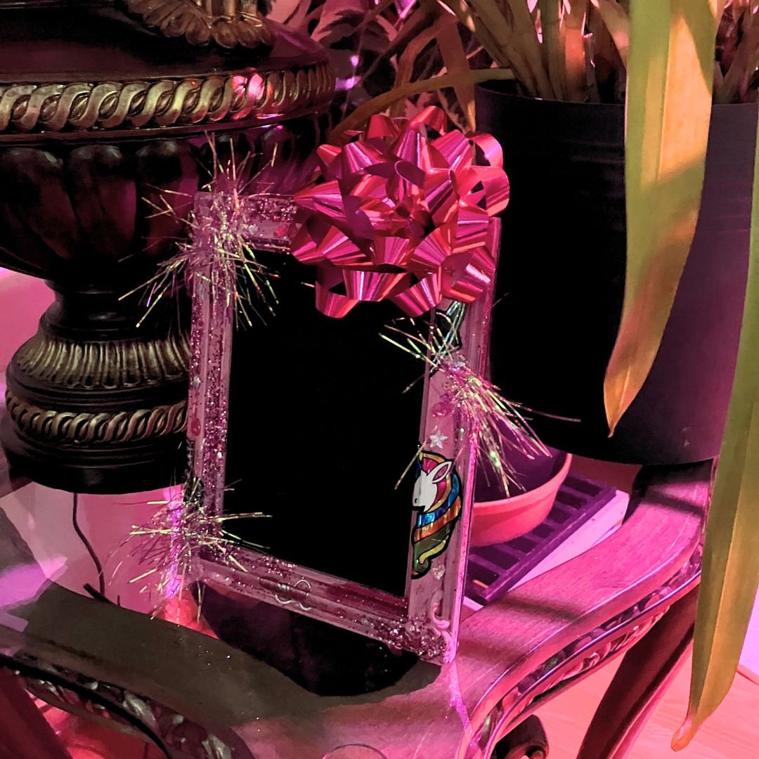 Handmade Maximalist Pink Picture Photo Tabletop Barbie Frame Glittery ...