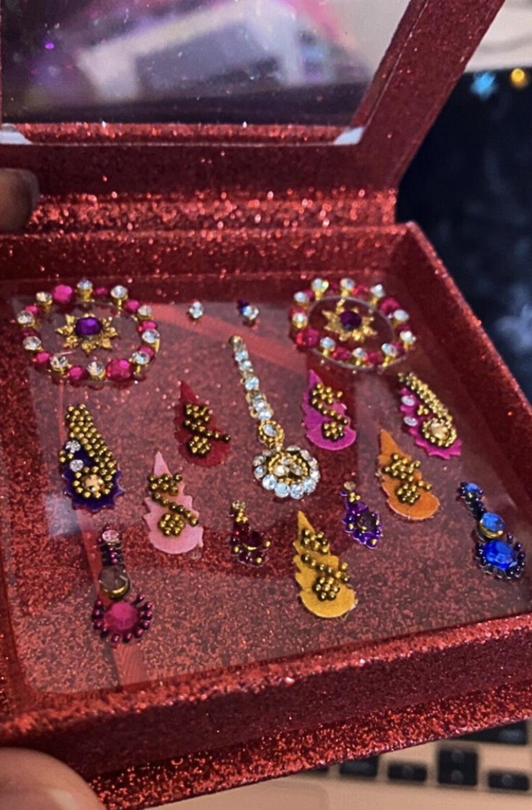 Custom Assorted Colorful Bindi Crystal Beads and Glitter Gem Bindis in ...