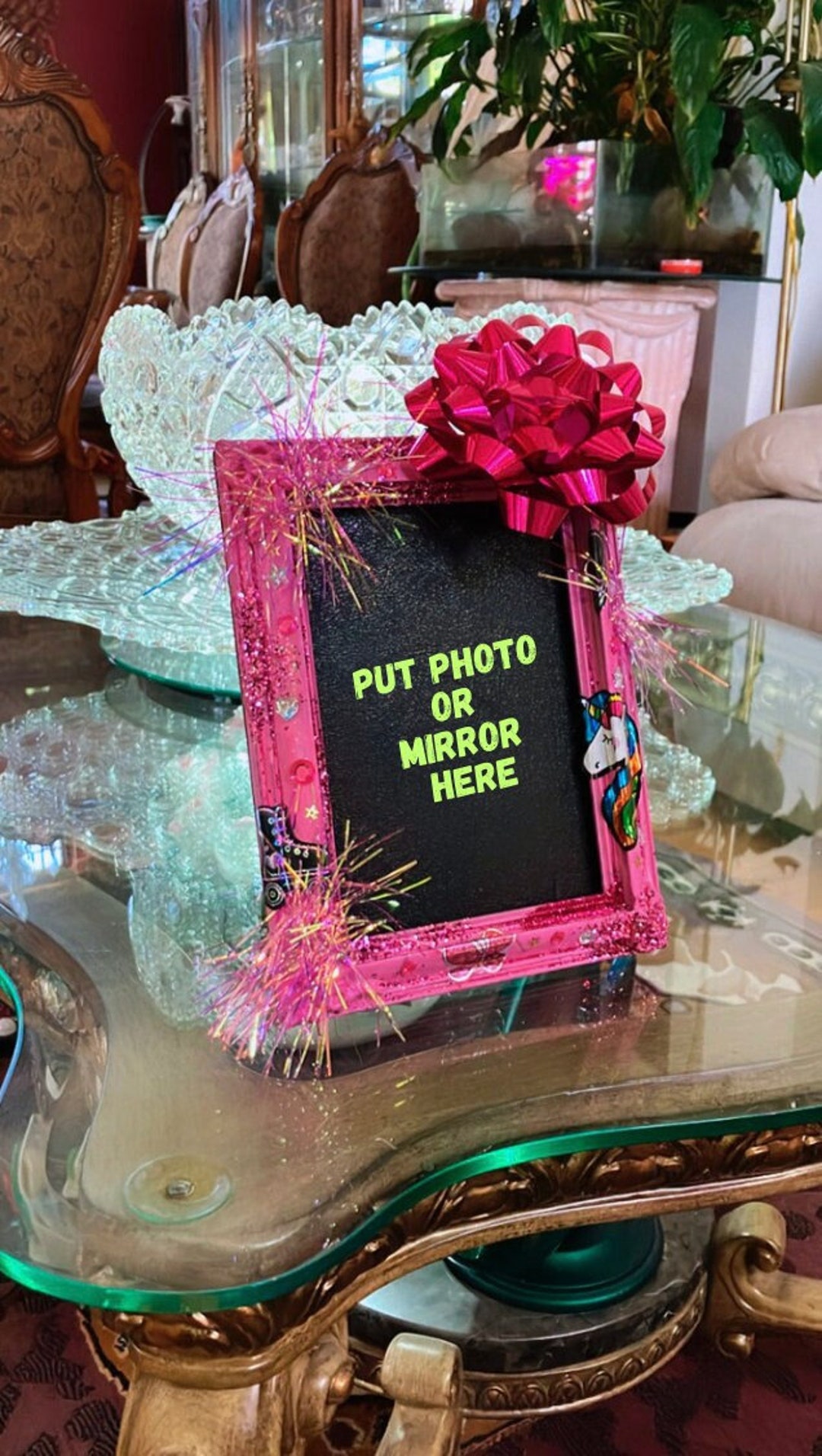 Handmade Maximalist Pink Picture Photo Tabletop Barbie Frame Glittery ...