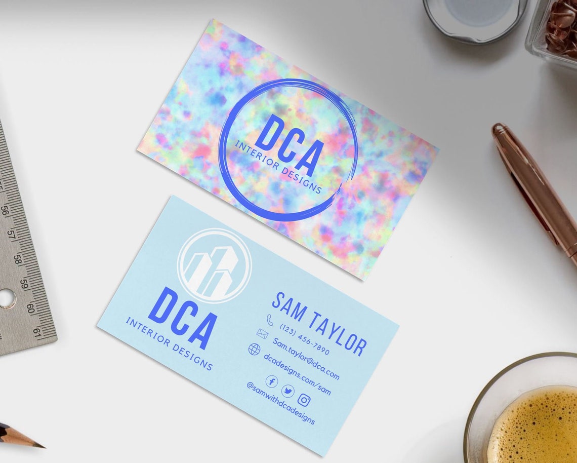 DIY Business Card - Printable Business Card Template - TIE DYE Business ...