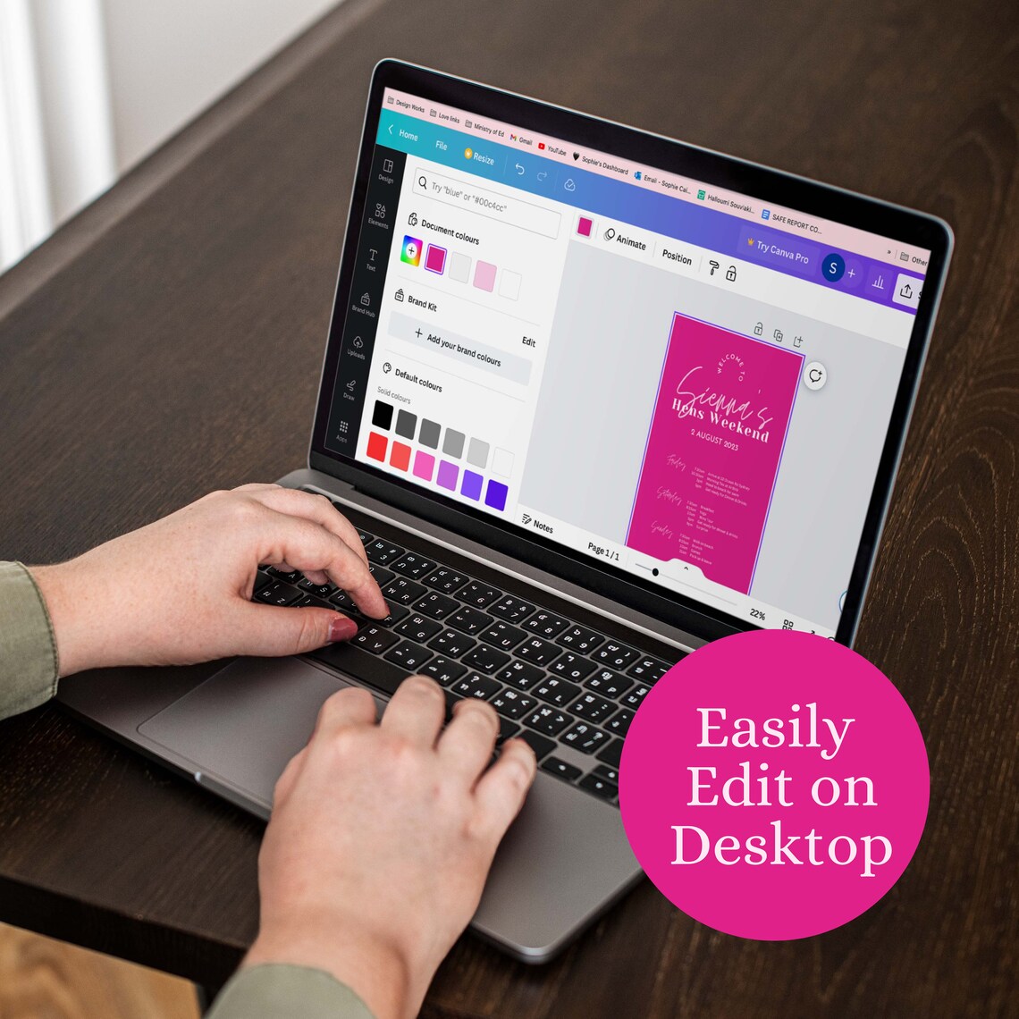 Hot Pink Hens Do Digital Itinerary Template Editable Canva Template ...