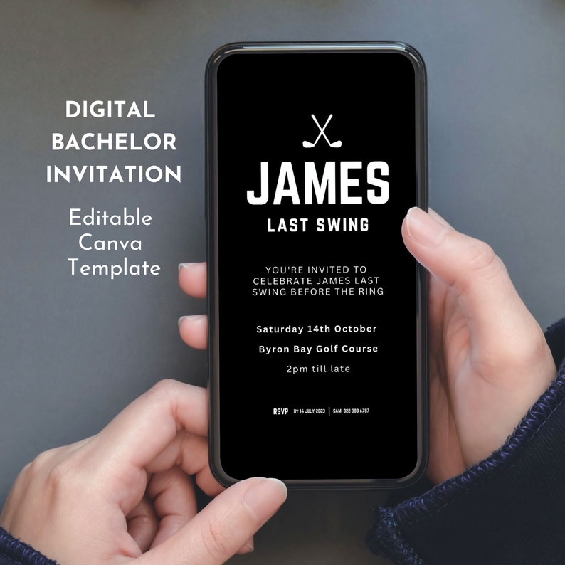 Digital Bachelor Invitation Golf Theme Text Stag Invitation - Etsy