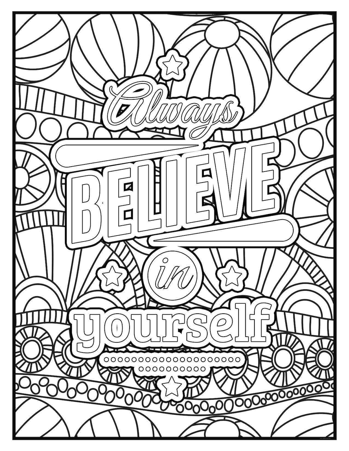 50 Inspirational Coloring Pages Sheets PRINTABLE Summer Stress Relief ...