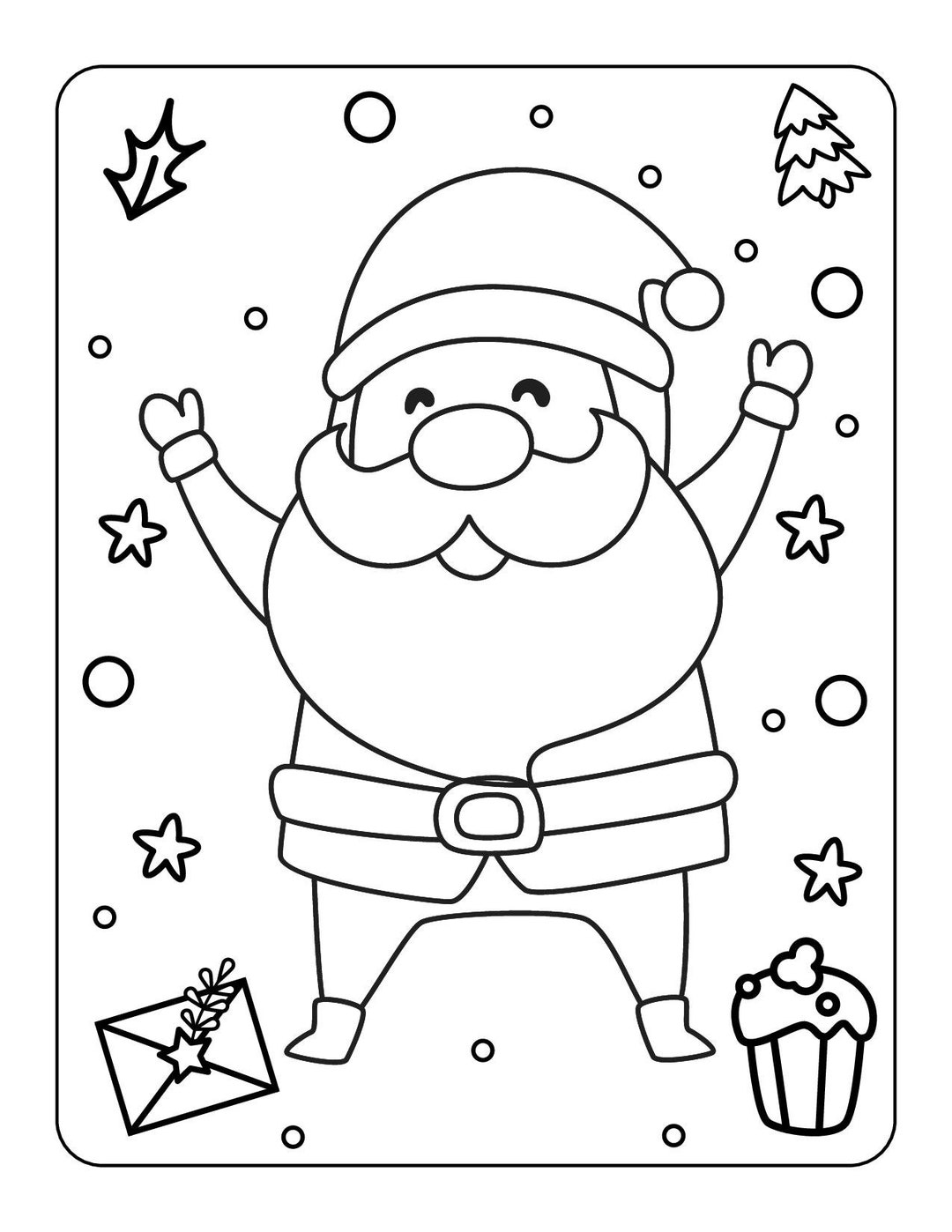 Christmas Santa Coloring Pages Sheets PRINTABLE Cute Learning Fun Kids ...