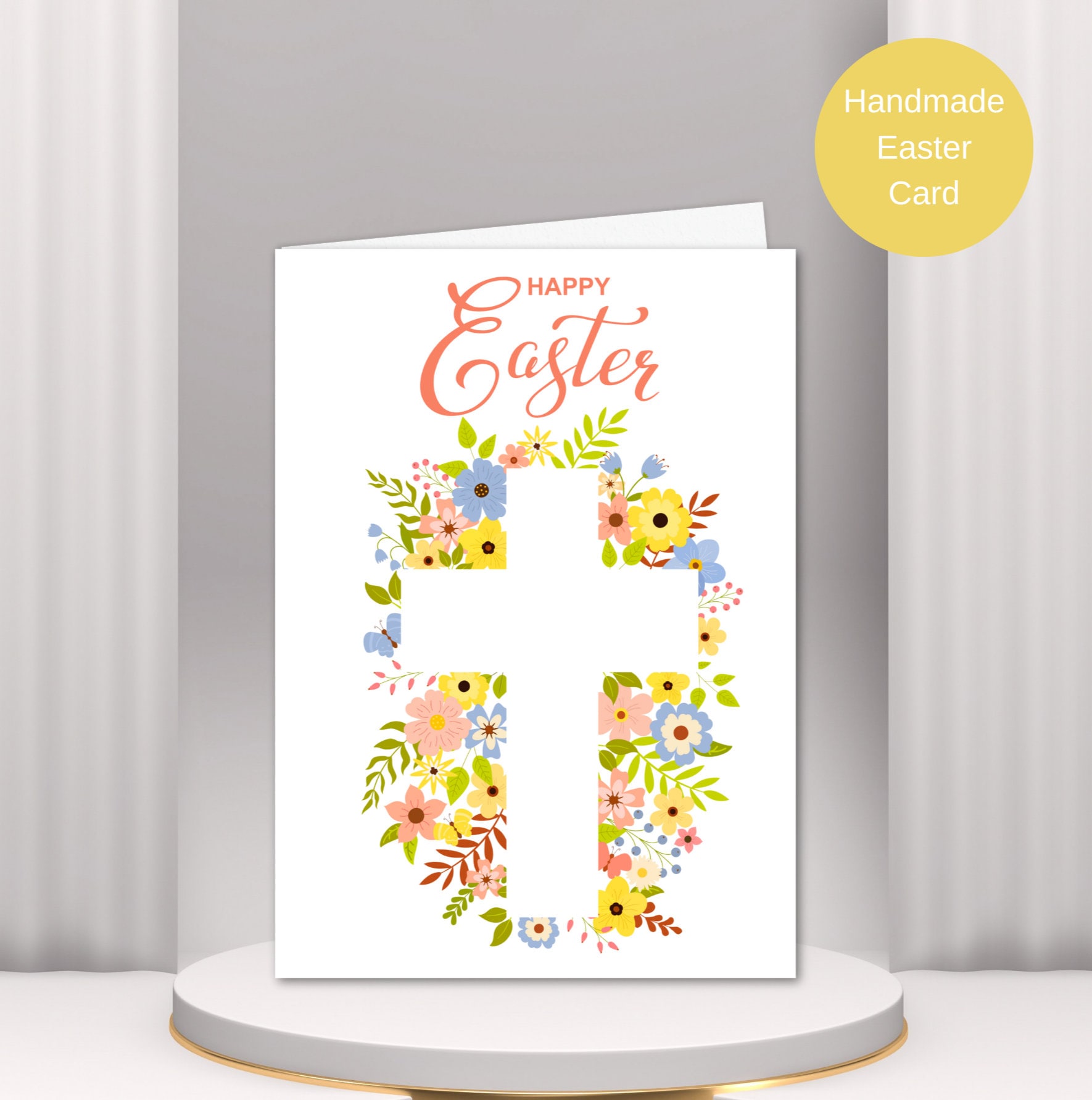 Easter Card Handmade With Cross Easter Blessings Card Religious Easter Card Easter Greetings ...