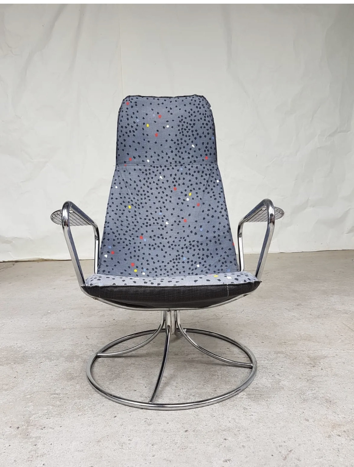 Vtg Late Mid Century 80s Ikea Swivel Chrome Lounge Chair Retro - Etsy