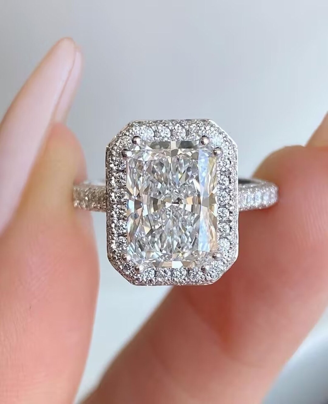 2.50 Ct Radiant Cut Diamond Engagement Ring, Lab Grown Diamond ...