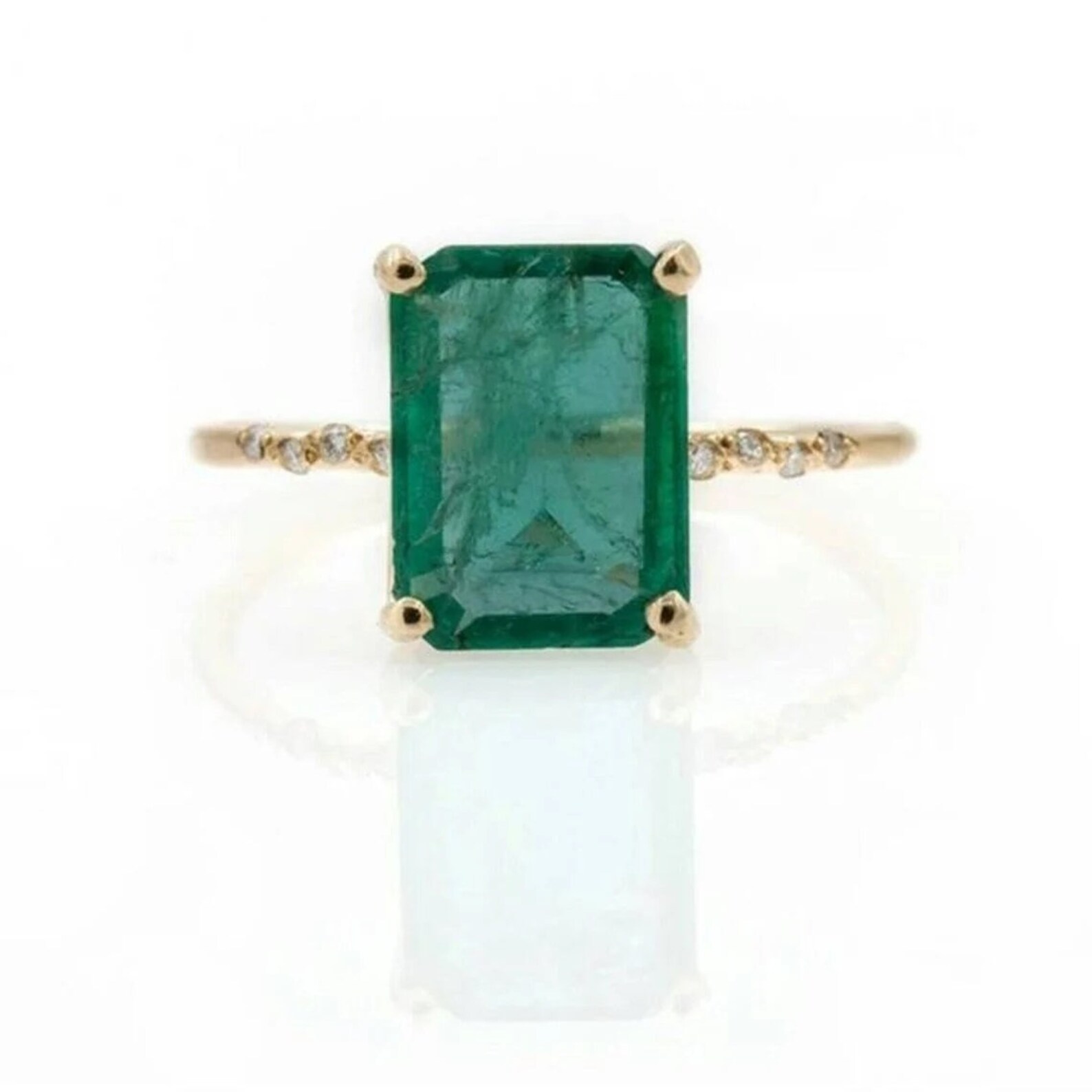 Natural Emerald Ring Genuine Emerald Ring Green Emerald Octagon Ring ...