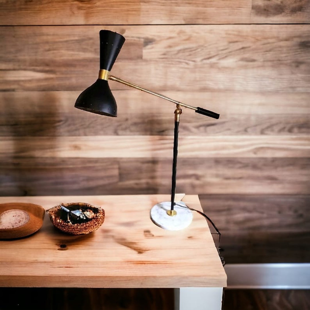 Sputnik Brass Modern Marble Italian Desk or Table Lamp in Matt Black ...