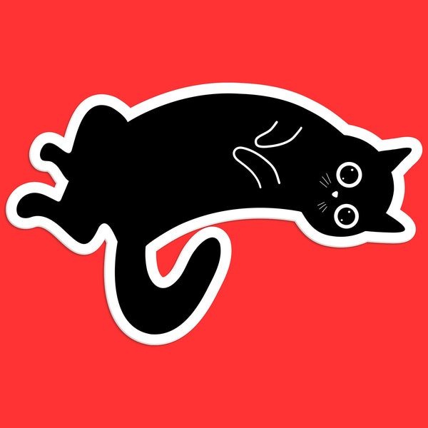 Cute Black Cat Sticker - Etsy