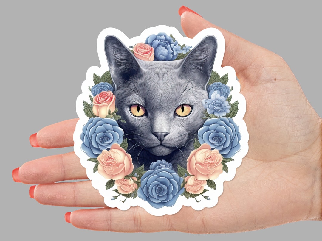 Russian Blue Cat Sticker - Etsy
