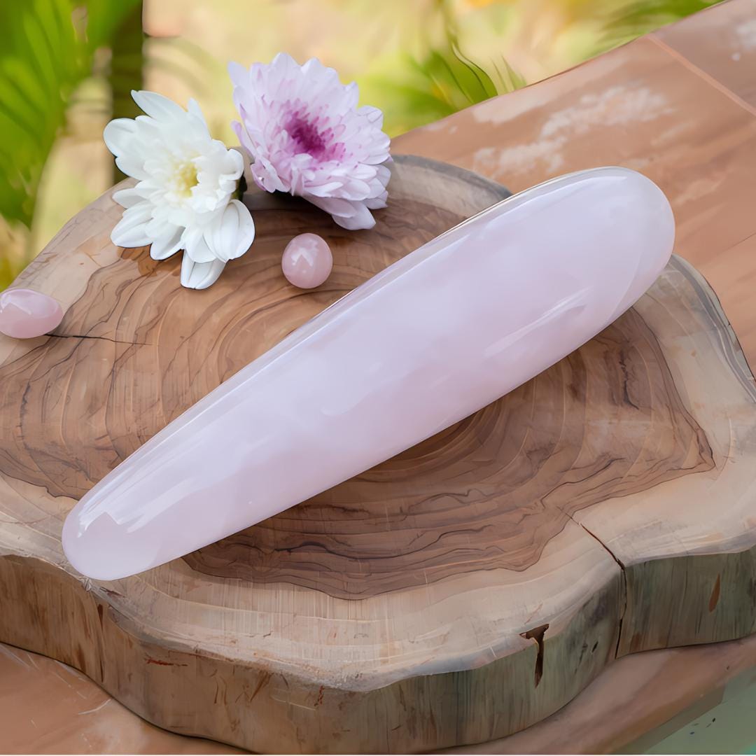 Kama Secret Rose Quartz Crystal Wand, Pink Natural Gemstone Massage ...