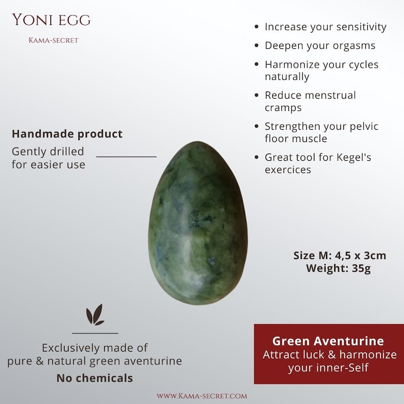 Œuf de Yoni de jade vert, œuf de yoni en cristal, œuf de jade vert naturel Kama Secret, pierre ...