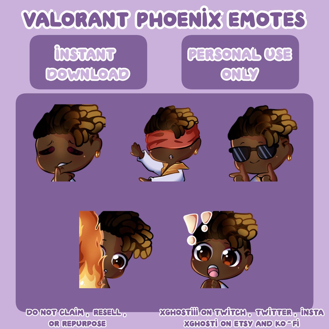 Valorant Phoenix Emotes for Twitch Youtube and Discord - Etsy