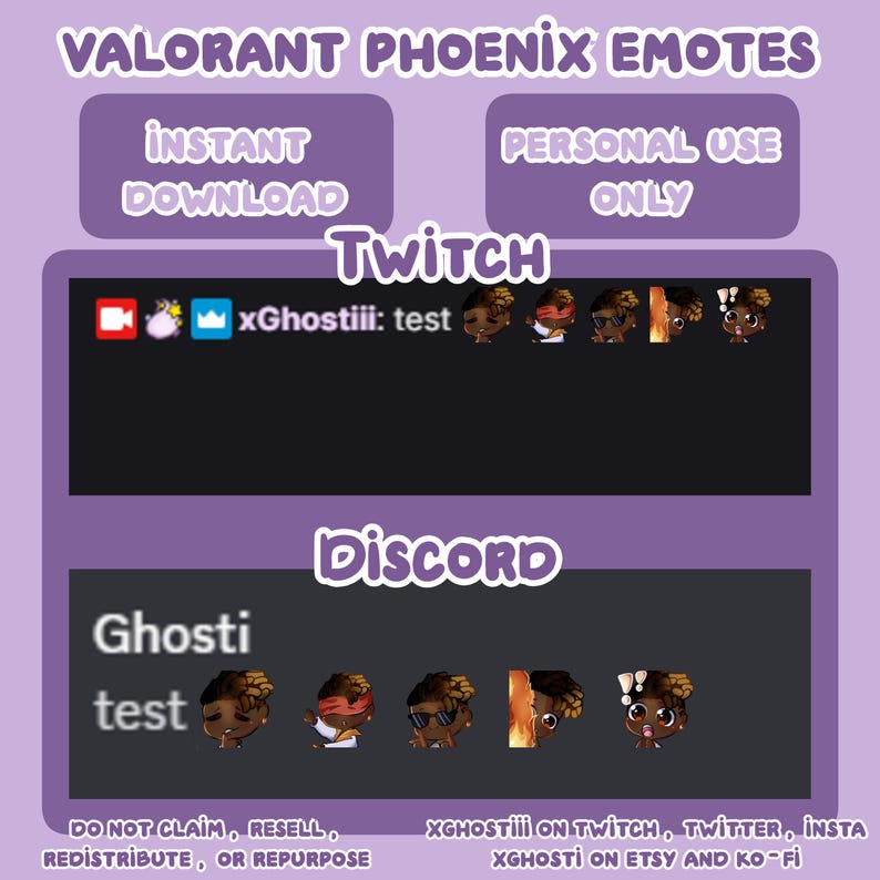 Valorant Phoenix Emotes for Twitch Youtube and Discord - Etsy