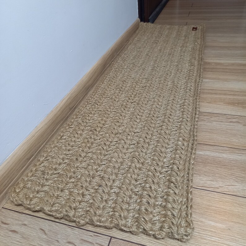 Jute Runner Cinque, Irregular Rug, Hallway Rug, Crochet Rug, Handmade ...