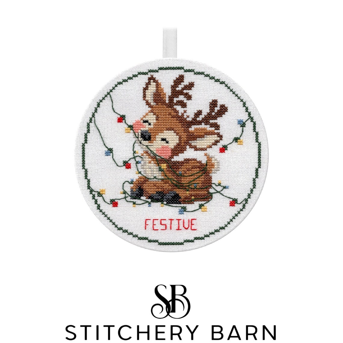Festive Reindeer Cross Stitch Pattern - Stitchery Barn - Christmas ...