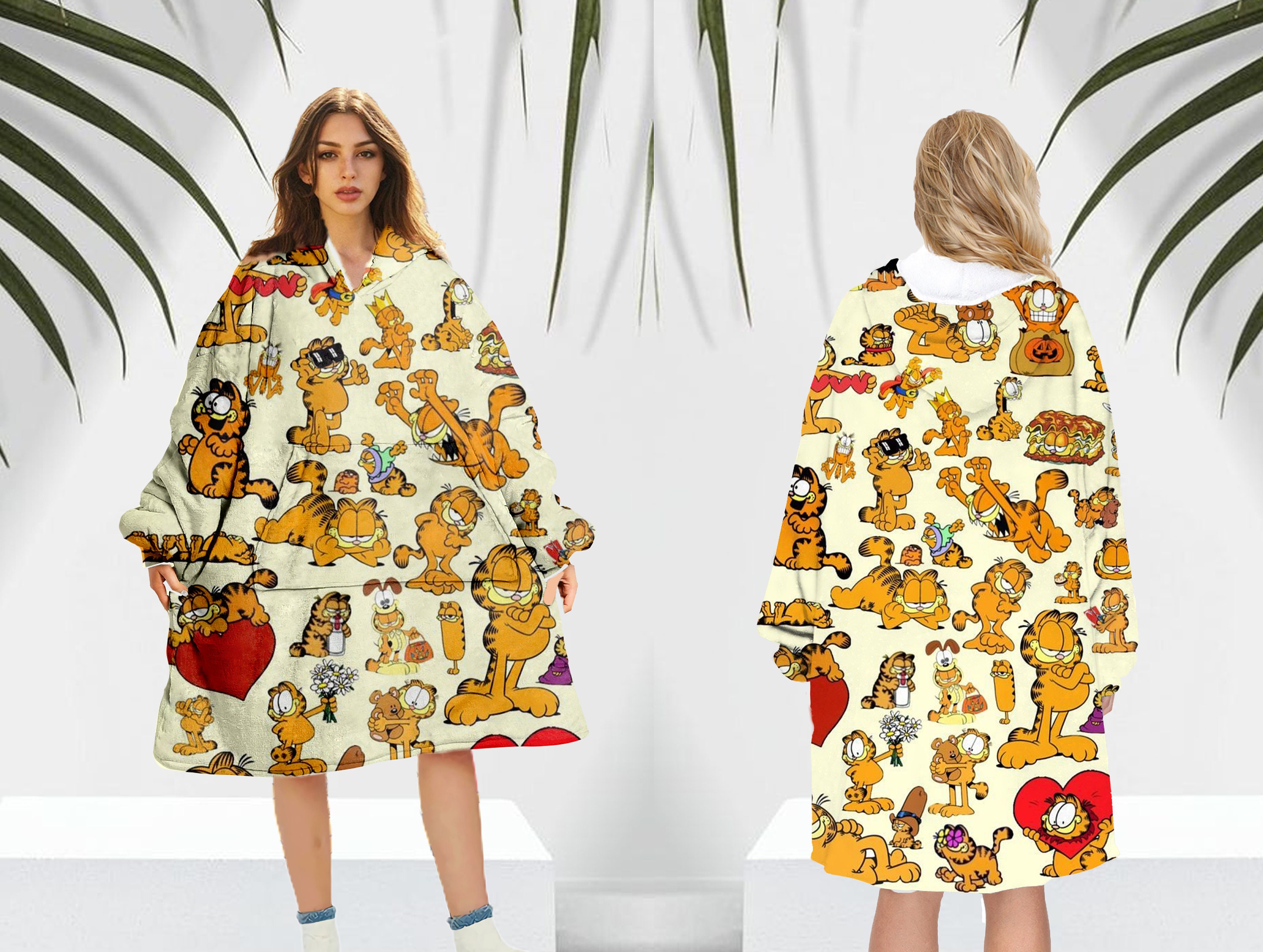 Garfield Fleece Hoodie Blanket Garfield Oversized Fleece - Etsy