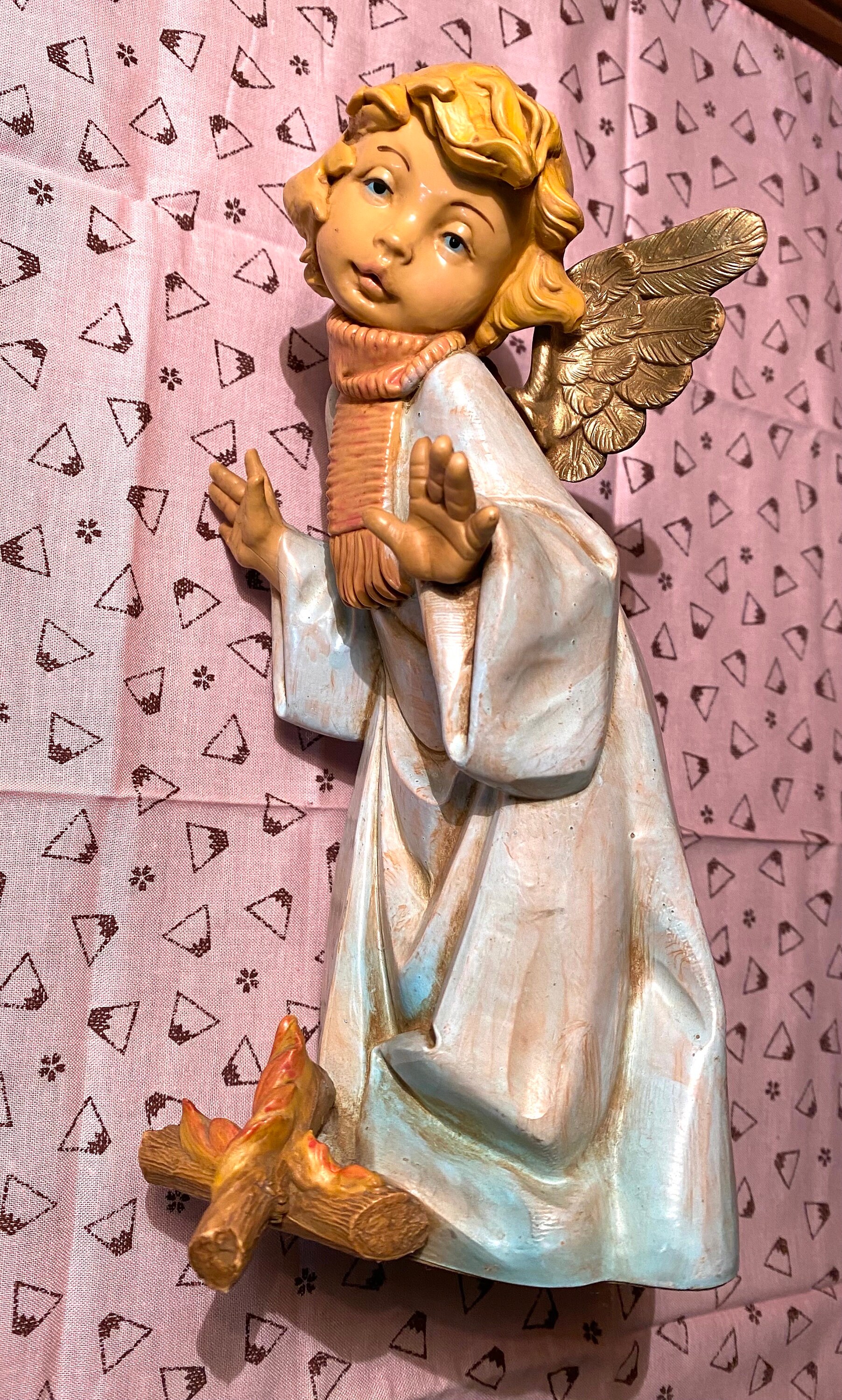 Vintage 1988 Fontanini Figurine Angel With Log Fire Depose ITALY ...