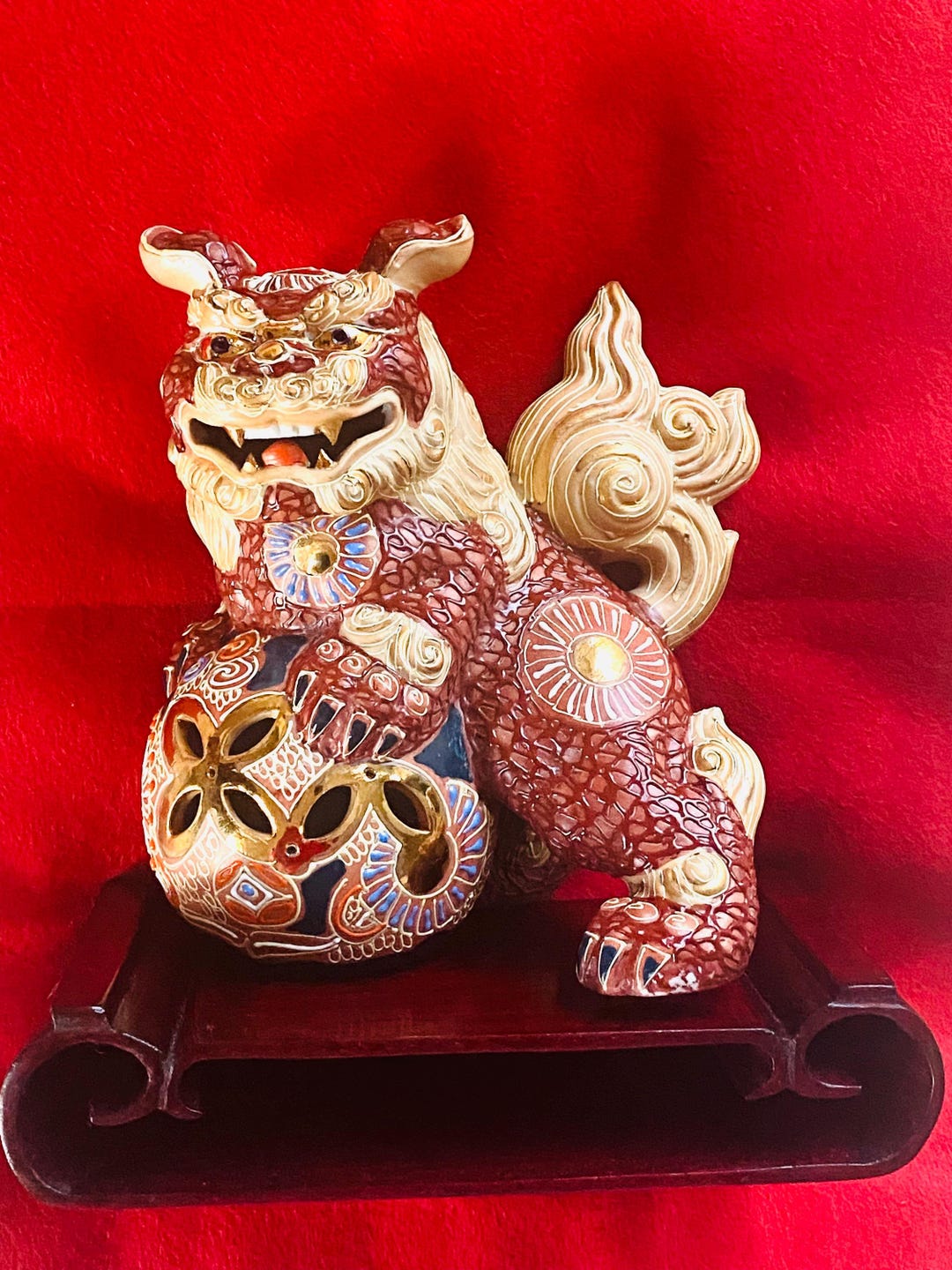 Foo Dog Kutani Yaki Pottery Japanese Komainu With Signature. Feng Shui ...