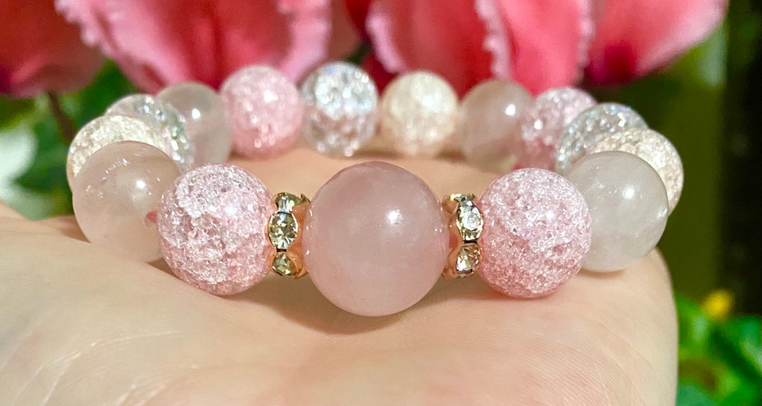 Natural Rose Quartz High Quality AAA 12-14mm Beads. Crack Kneaded ...