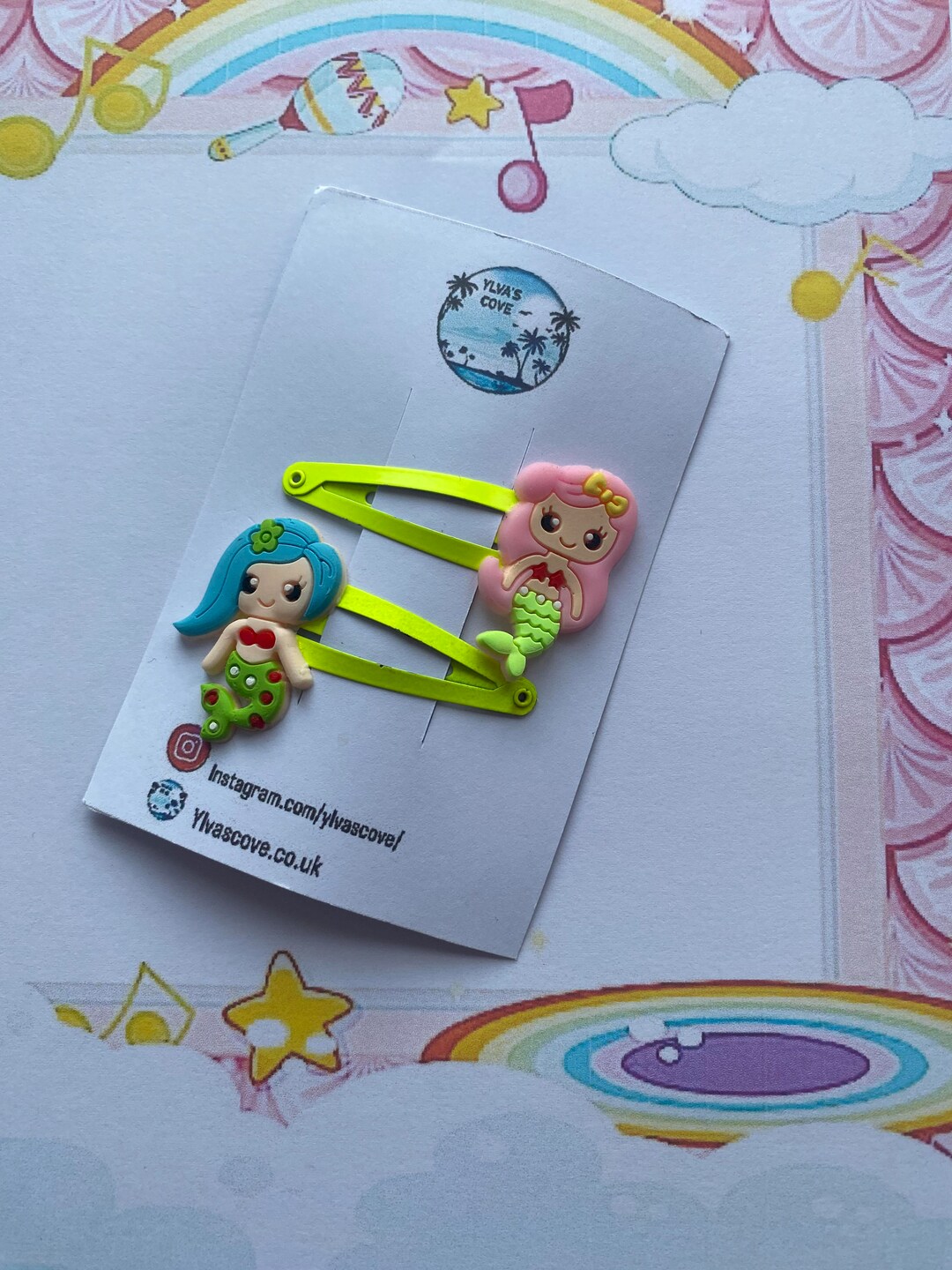 Neon Cute Mermaid Under the Sea Hair Clips Accessories - Etsy