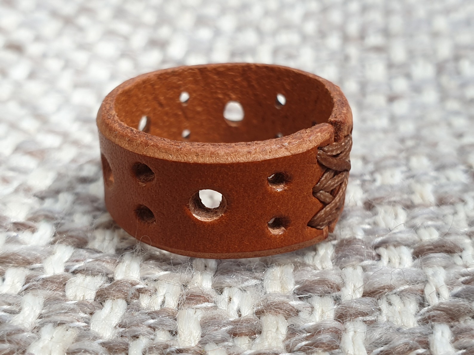 Leather Ring Boho Style Festival Jewellery Made to Size Ideal Third ...