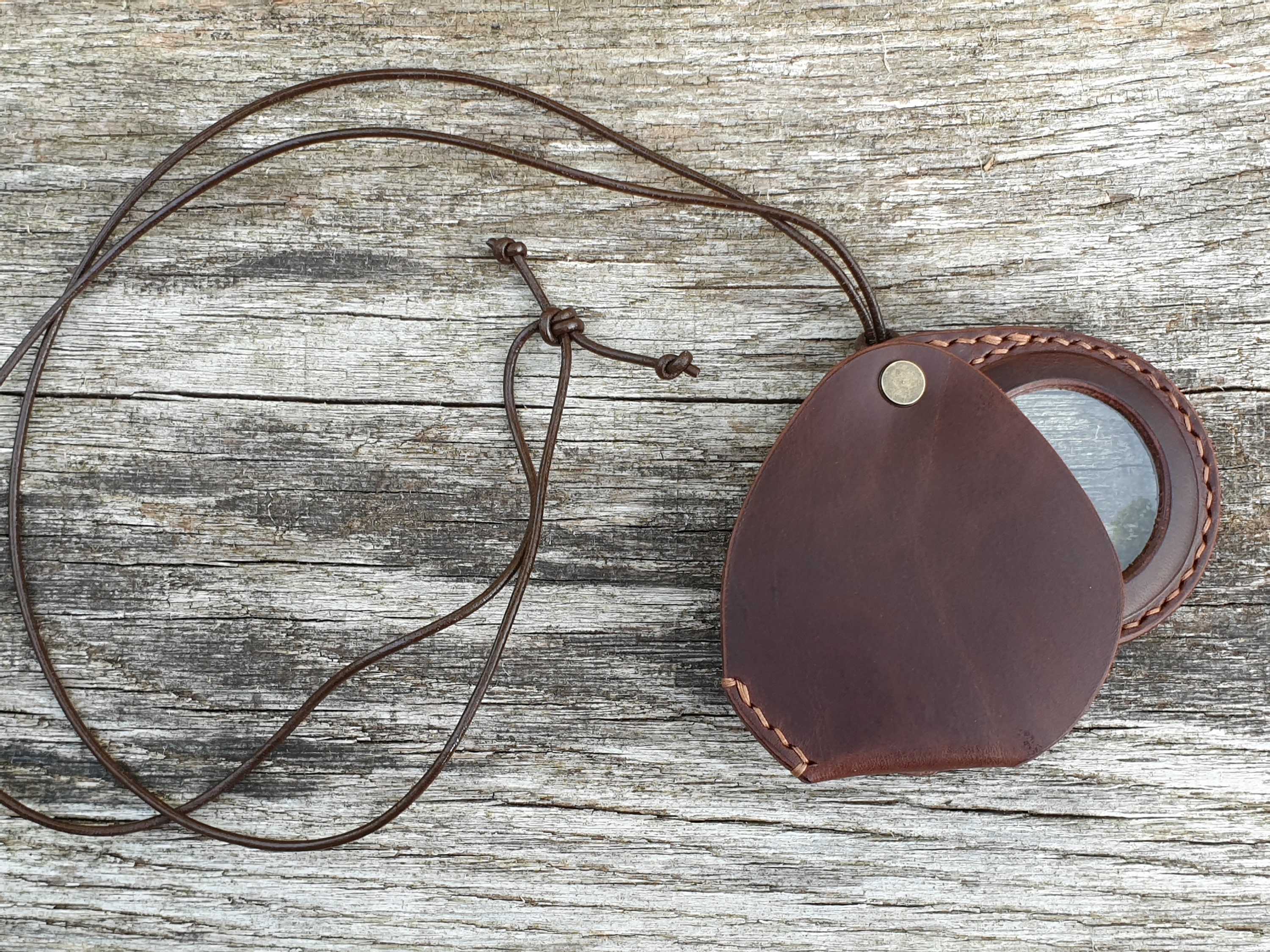 Bushcraft Leather Magnifying Glass Lens Folding Case Survival Prepping ...