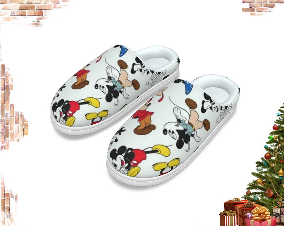 Cute Mickey Mouse Plush Slippers Disney Christmas Slippers - Etsy
