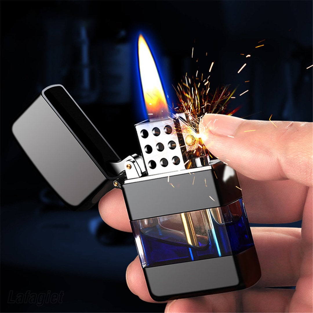 Metal Gasoline Lighter Transparent Oil Tank Retro Grinding - Etsy