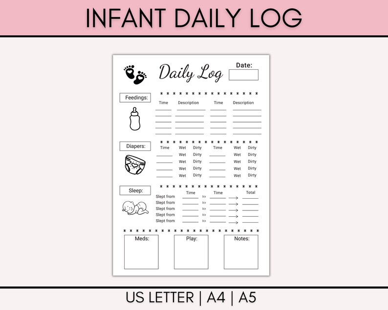 Infant Daily Log Printable Baby Daily Log Infant Activity - Etsy Canada