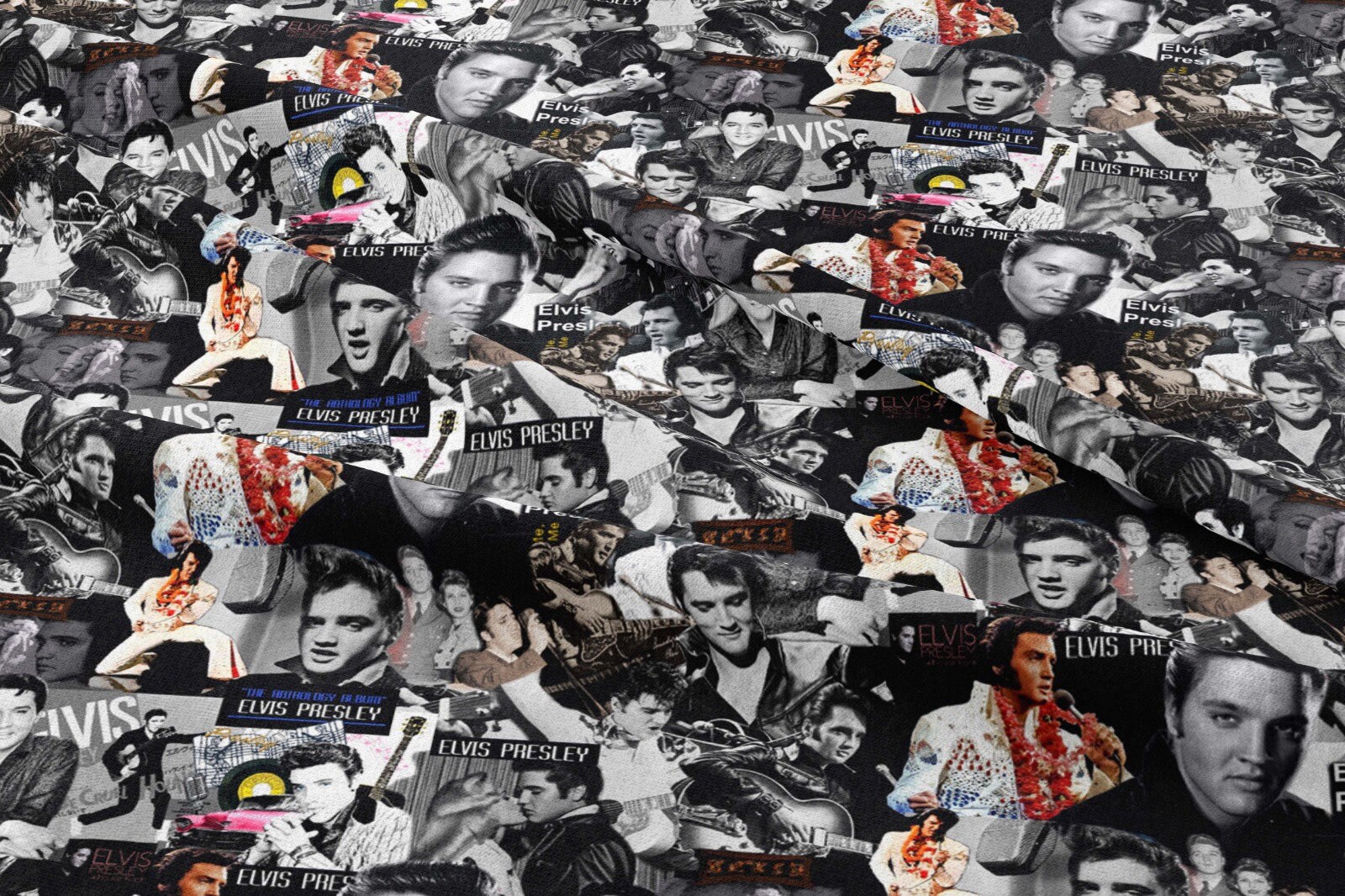 Elvis Presley Photo Collage Fabric,black&white,vintage,print Fabric ...