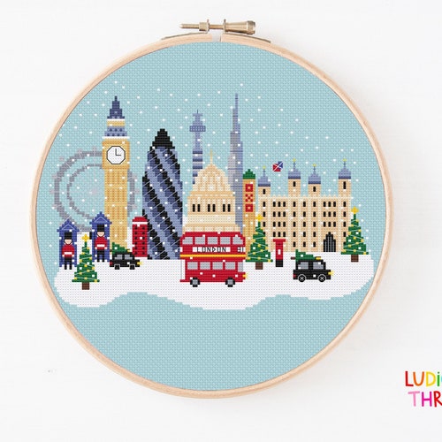 London City Cross Stitch Pattern London at Christmas British - Etsy