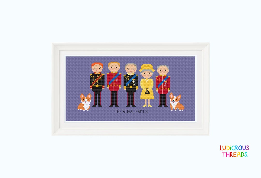 Royal Family Cross Stitch, Queen Elizabeth Cross Stitch Pattern, King ...
