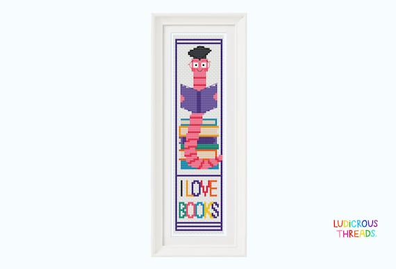 Bookworm Bookmark Cross Stitch Pattern Bookmark Cross Stitch - Etsy