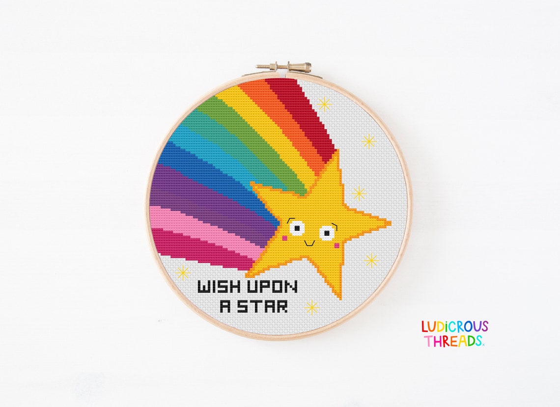 Rainbow Shooting Star Cross Stitch Pattern, Celestial (digital PDF) - Etsy