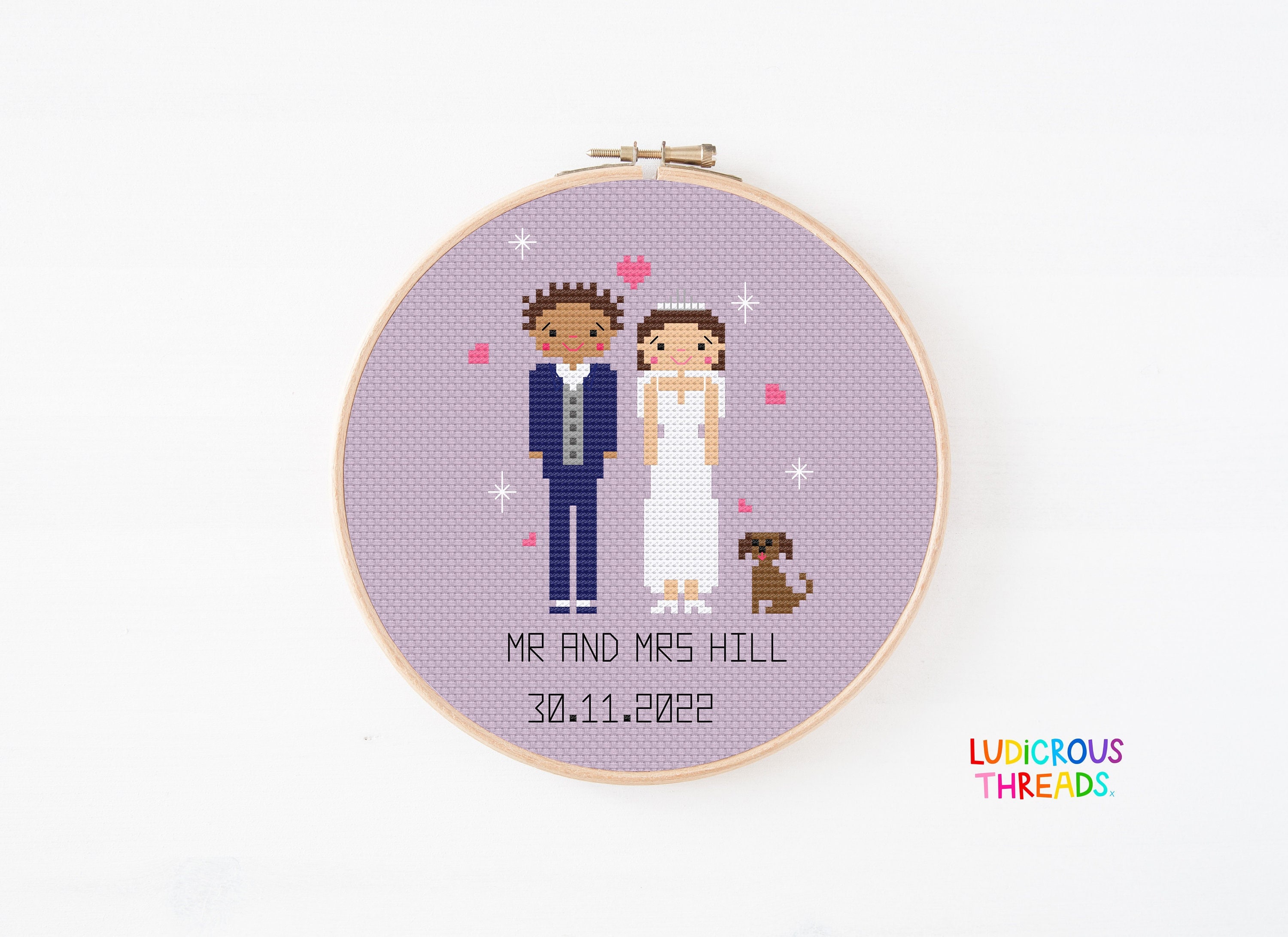 Wedding Couple Cross Stitch Pattern, Pixel People Wedding, DIY Wedding ...