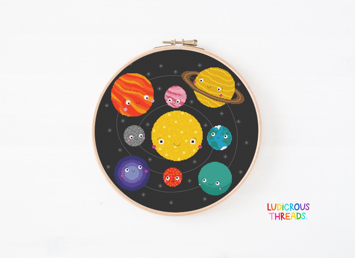 Solar System Cross Stitch Pattern, Planets Cross Stitch, Universe ...
