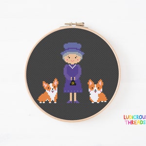Queen Elizabeth Cross Stitch Pattern, Royal Cross Stitch, Her Royal ...