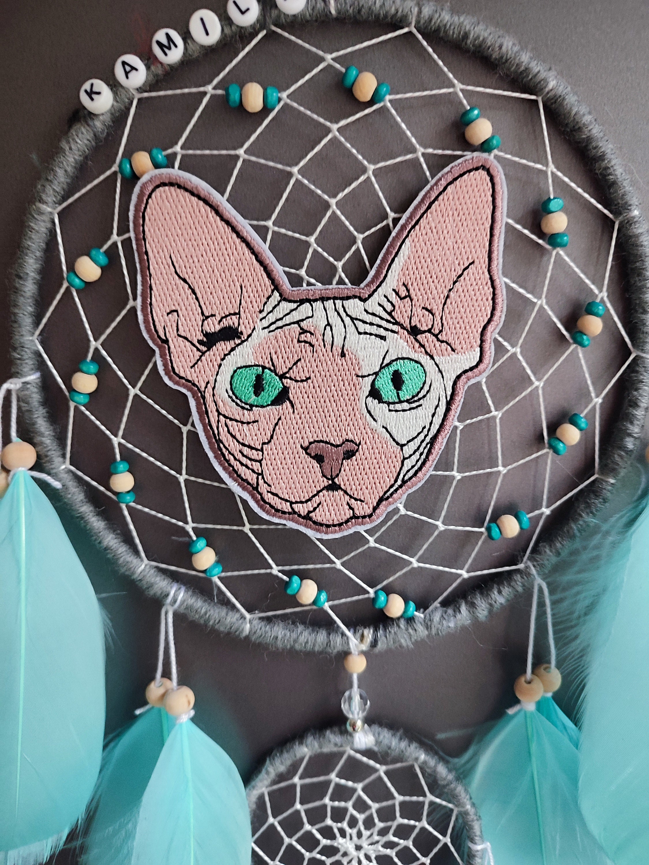 Sphinx Cat Dreamcatcher Custom Feathers Dream Catcher Personalized Gift ...