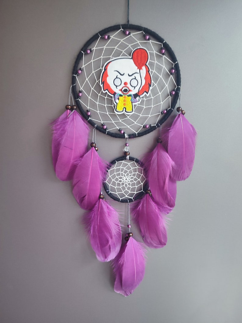 Creepy Clown Dreamcatcher Custom Feathers Dream Catcher Spooky Decor ...