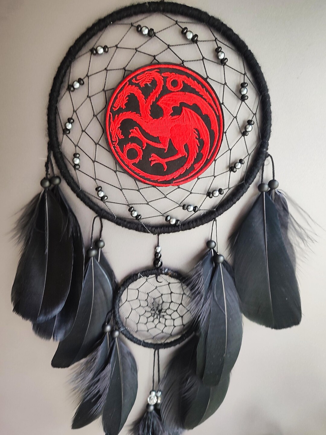 Red Dragon Dreamcatcher Black, Gothic Dream Catcher Wall Hanging Decor ...