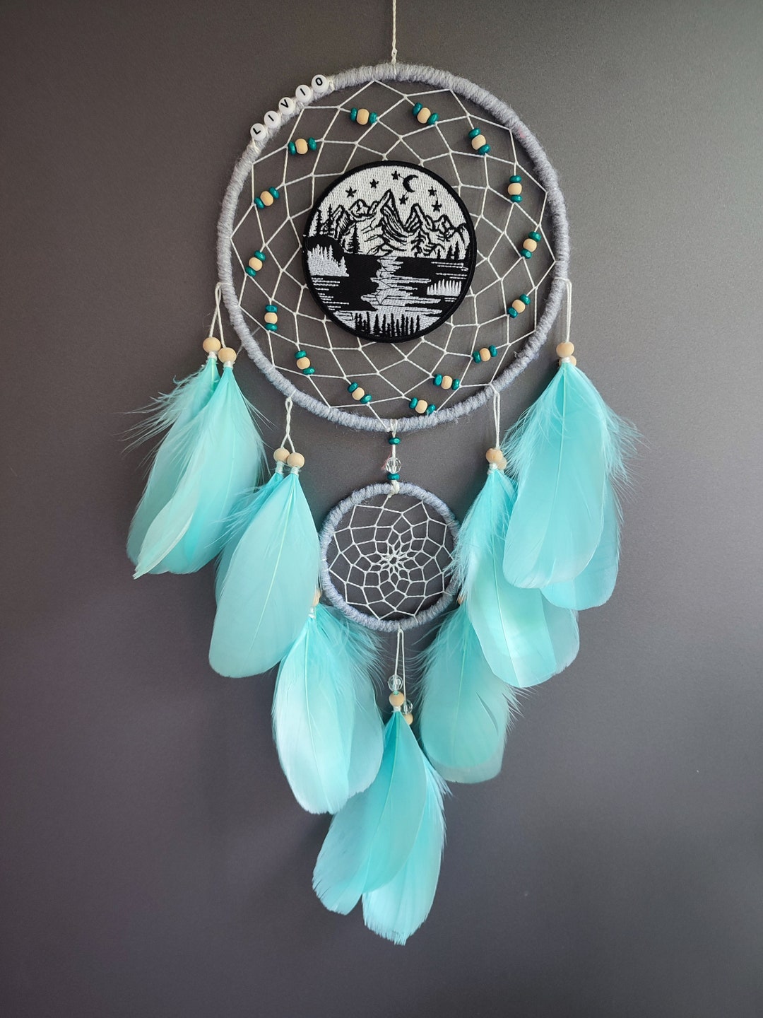 Native American Style Dreamcatcher Teal Blue Dream Catcher Bedroom Wall ...