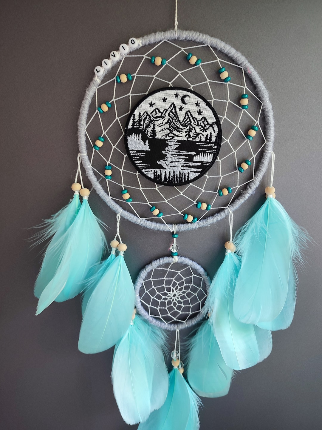 Native American Style Dreamcatcher Teal Blue Dream Catcher Bedroom Wall ...