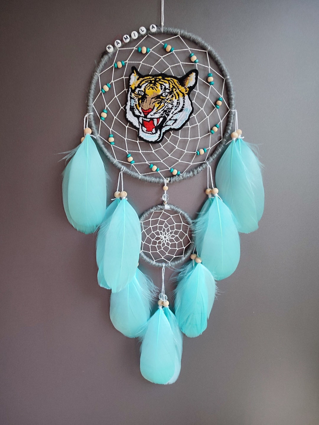 Tiger Dreamcatcher Blue Custom Dreamcatcher, Tiger Totem Unique Gift ...