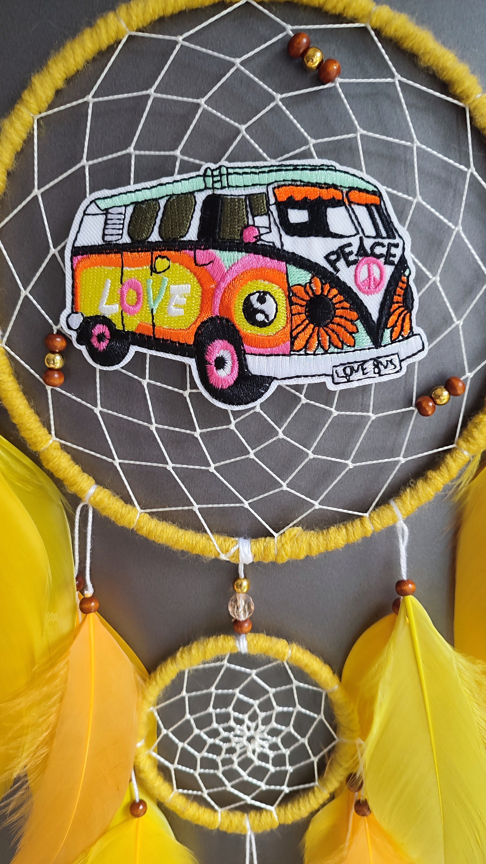 Personalized dreamcatcher Hippie van dream catcher yellow, boho hippie ...