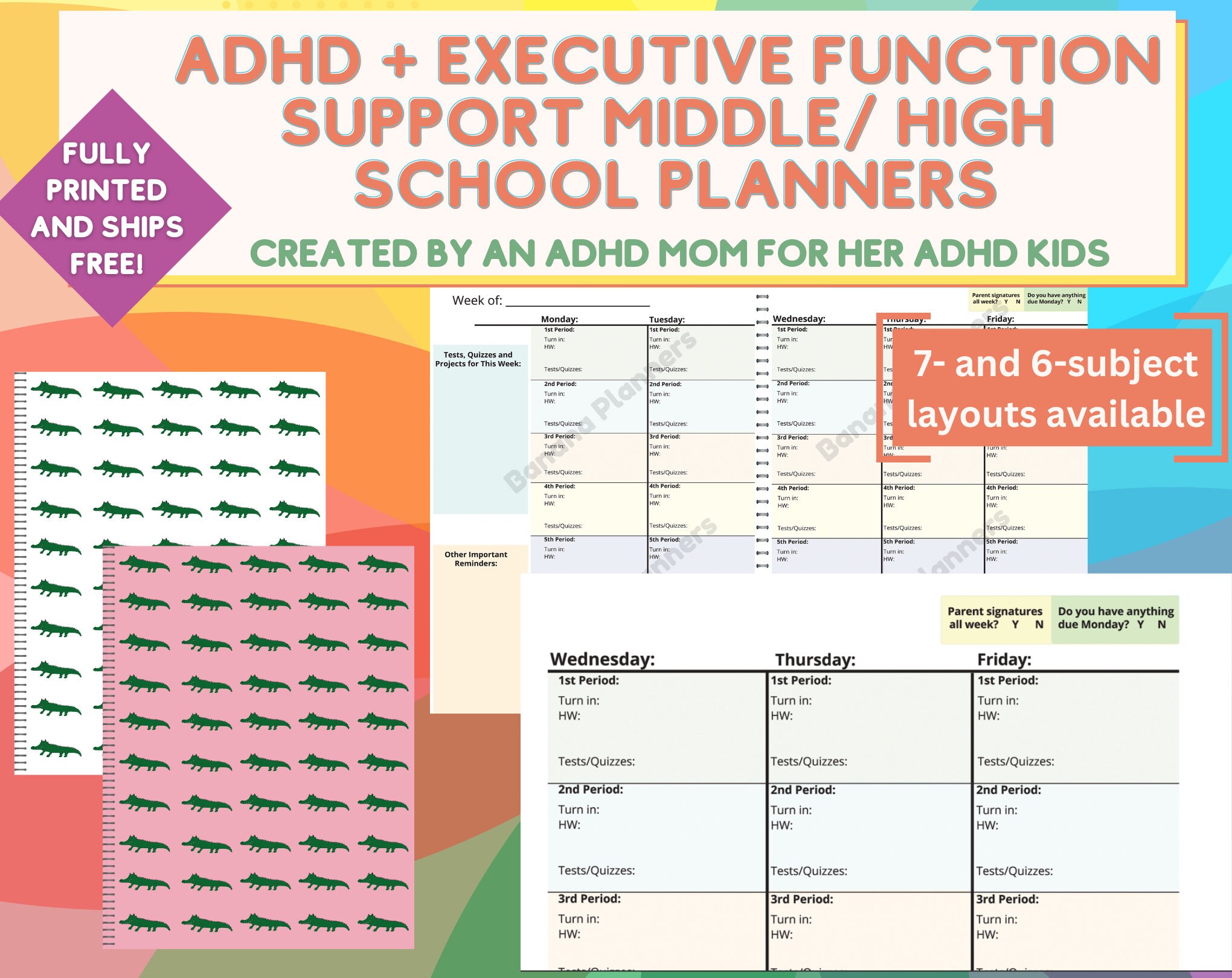 Adhd/executive Function Support Middle/high School Planner 8.5x11 ...